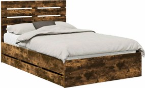 Rám postele s čelo Kouřový dub 135 x 190 cm Inženýrské dřevo 3411512