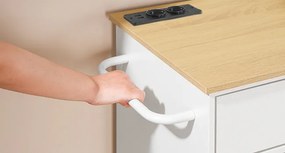 Pojízdný kuchyňský vozík s prodlužovacím kabelem Vasagle Marley 65 cm bílý/dub přírodní