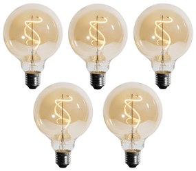 Sada 5 stmívatelných LED žárovek E27 se spirálovým vláknem G95 4W 270LM 2700K