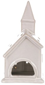 Kostel porcelánový šedý, lesklý, na čajovou/LED svíčku KER404-M