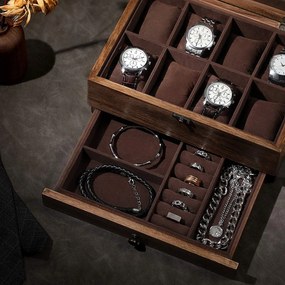 Vasagle Hodinková krabička s  víčkem na prsteny, náramky a náhrdelníky