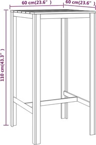 vidaXL Barový stůl 60 x 60 x 110 cm impregnovaná borovice [318219]