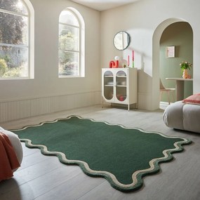 Tmavě zelený ručně tkaný koberec s příměsí vlny 160x230 cm Rivo Wool – Flair Rugs