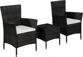 vidaXL 3dílný bistro set polyratan [44095] Barva: Černá