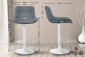 Sada 2 barových židlí Vonore umělá kůže bílá konstrukce – šedá