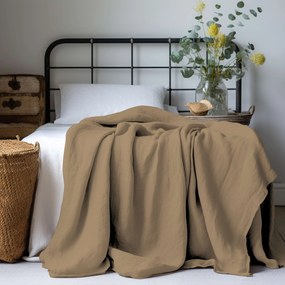 Mušelínový přehoz na postel Light brown