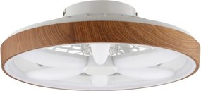 Brilliant G80935/76  Stmívatelné LED svítidlo GAIANO dekor DŘEVO, reverzní VENTILÁTOR LED RGB
