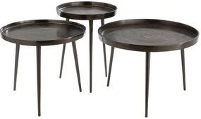 OnaDnes -20% Set tří tmavě šedých odkládacích stolků J-line Treyon 40/51,5/61,5 cm