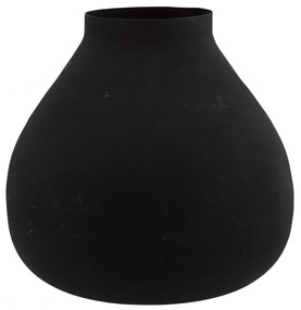 MADAM STOLTZ Dekorativní váza Iron Matt Black 22 cm, černá barva, kov