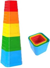 Kubus pyramida hranatá barevná skládací / Skládací kalíšky / 5 dílů /