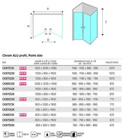 Mereo, Sprchový kout, Lima, obdélník, lítací dveře a pevný díl, chrom ALU, sklo Point, CK87532K