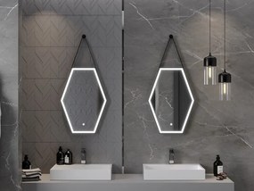 Mexen Orla, LED koupelnové zrcadlo s podsvícením a černým rámem 50x70 cm, 6000K, ochrana proti zamlžování, 9815-050-070-611-70