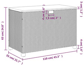 Petromila Zahradní úložný box šedý 110x55x63 cm polyratan akáciové dřevo