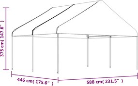 Altán se střechou bílý 4,46 x 5,88 x 3,75 m polyethylen 3155518