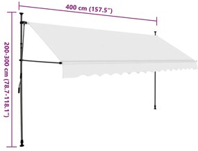 vidaXL Marketos Ručně zatahovací markýza s LED světlem 400 cm krémová
