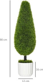 HOMCOM Umělý cypřišek sada 2 umělých pokojových rostlin 90 cm v květináči s umělým mechem pro vnitřní a venkovní dekorace | Aosom.de