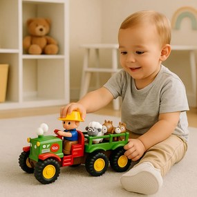 LEAN Toys Interaktivní vzdělávací traktor pro batolata – zvířátka, světla, zvuky