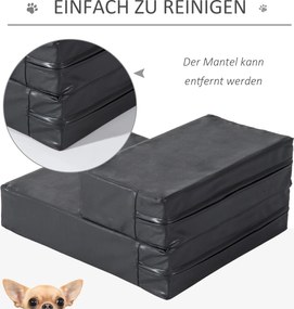 Schodiště PawHut pro psy a kočky, skládací, 2 stupně, černé, D45xŠ39xV20cm, praktická podložka pro snadné lezení | Aosom.de