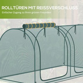 Outsunny mini skleník 2,49x1,2 m s dveřmi na ochranu rostlin na zahradu a balkon, ocelový rám a HDPE síť tmavě zelená | Aosom.de