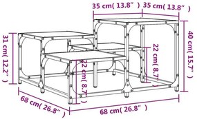Konferenční stolek, kov, dřevo, černá, dub hnědý, NoBi DORISA
