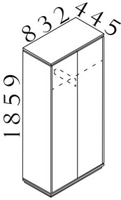 Vysoká šatní skříň Creator 83,2 x 44,5 x 185,9 cm, bílá / antracit