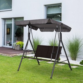 Outsunny Hollywoodský houpač 2-místný zahradní houpačka s nastavitelnou sluneční střechou, ocelový rám, ratan 140 x 110 x 151 cm