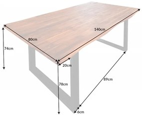 Noble Home Hnědý dřevěný jídelní stůl Genesis 140 cm