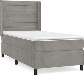 Box spring postel s matrací světle šedá 80 x 200 cm samet 3132705