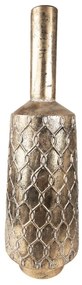 Měděná antik kovová dekorační váza s úzkým hrdlem – 21x66 cm