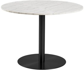 OnaDnes -20% Scandi Bílý mramorový jídelní stůl Aron 105 cm s černou podnoží