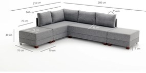 Designová rohová sedačka Ramesha 280 cm šedá - levá