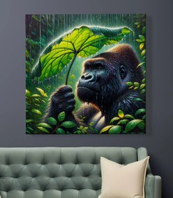 Obraz na plátně - Gorila se schovává před deštěm FeelHappy.cz Velikost obrazu: 100 x 100 cm