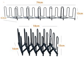 VILDE Organizér na pokličky a pánve i knihy HARMONIKA, černý kov