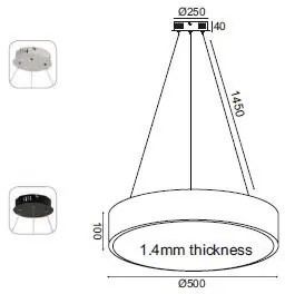 ACA DECOR LED závěsné svítidlo OPTIMUS 50W/230V/3000K/4000Lm/120°/IP20, Flicker free, kruhové bílé