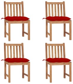 Zahradní židle 4 ks s poduškami masivní teak 3073109