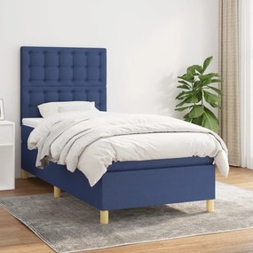 vidaXL Box spring postel s matrací 100 x 200 cm textil [3142635] Barva: Modrá