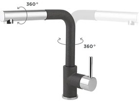 Concept BDG4527DG-Dřezová baterie s vytahovací sprškou 26,9 cm granit/tmavě šedá