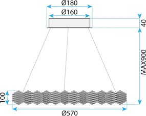 Toolight Toolight, LED závěsné svítidlo 57cm, 36W, 4000K, MS017-CP, chromová, OSW-09629