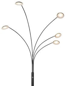 Designová stojací lampa černá vč. 5 světel s stmívačem LED - Sixties Trento