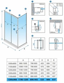 BPS-koupelny Obdélníkový sprchový kout HYD-OK104C 120x90 černá/transparent + vanička HYD-OSV-SXL4C černá