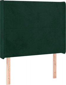 Box spring postel s matrací a LED tmavě zelená 80x200 cm samet 3139412