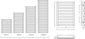 Hopa Poppy koupelnový radiátor 400 x 1630 mm spodní připojení barva černá RADPPY401631