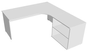 Sestava stolu a skříně levá 180 cm - Hobis Gate GE 1800 60 H L Dekor stolové desky: bílá, Dekor lamino podnože: bílá