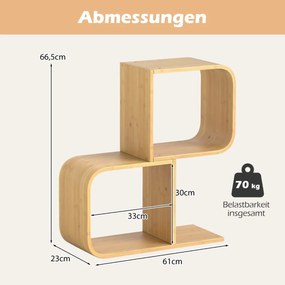 Costway Knihovna ve tvaru S se 2 otevřenými kostkami Geometrická rohová police
