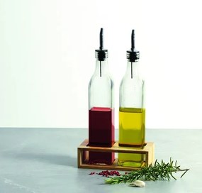 Lahve na olej a ocet v bambusovém stojanu GUSTO, 2x 480 ml