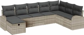 Set pohovek 8 ks Světle šedá polyratan 3359131