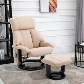 HOMCOM Polohovací křeslo s funkcí polohování, masážní křeslo, TV křeslo, polohovací křeslo, ergonomické křeslo s taburetem, béžová barva, 76 x 80 x 1…