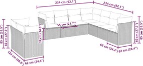 9dílná zahradní sedací souprava a podušky světle šedá polyratan 3217842