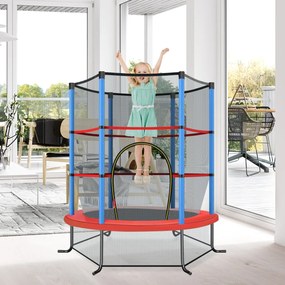 Costway Zahradní trampolína Ø 140 cm s ochrannou sítí trampolína pojme až 135 kg