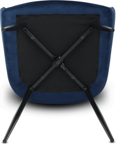 Jídelní židle SIREL - modrý samet / černé kovové nohy